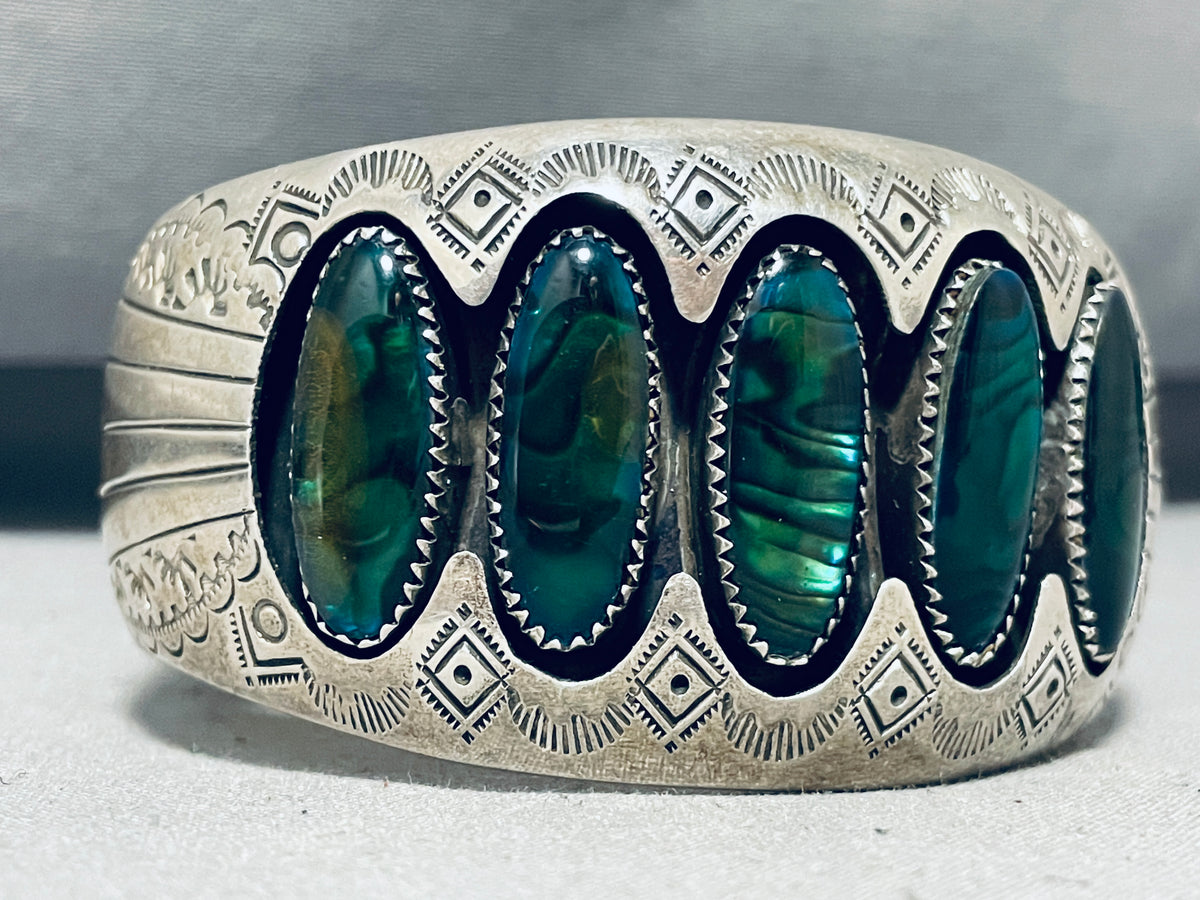 The Most Unique Abalone Shell Vintage Native American Navajo Sterling ...