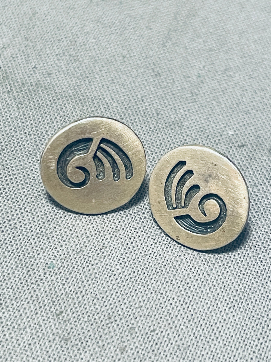 Impressive Vintage Native American Hopi Sterling Silver Earrings ...