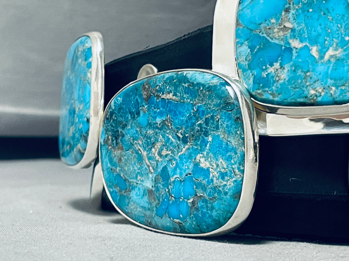 411 Gram Turquoise Slab Santo Domingo Sterling Silver Concho Belt ...