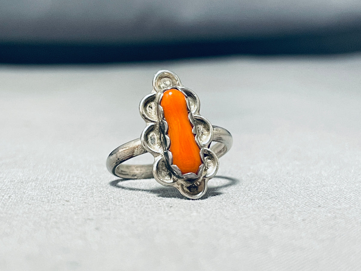 Sweet Vintage Native American Navajo Coral Sterling Silver Ring ...
