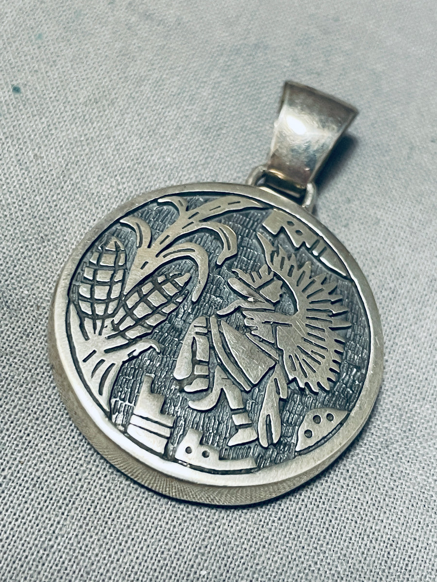 Dramatic Vintage Native American Hopi Inlay Turquoise Opal Chisled Dan ...