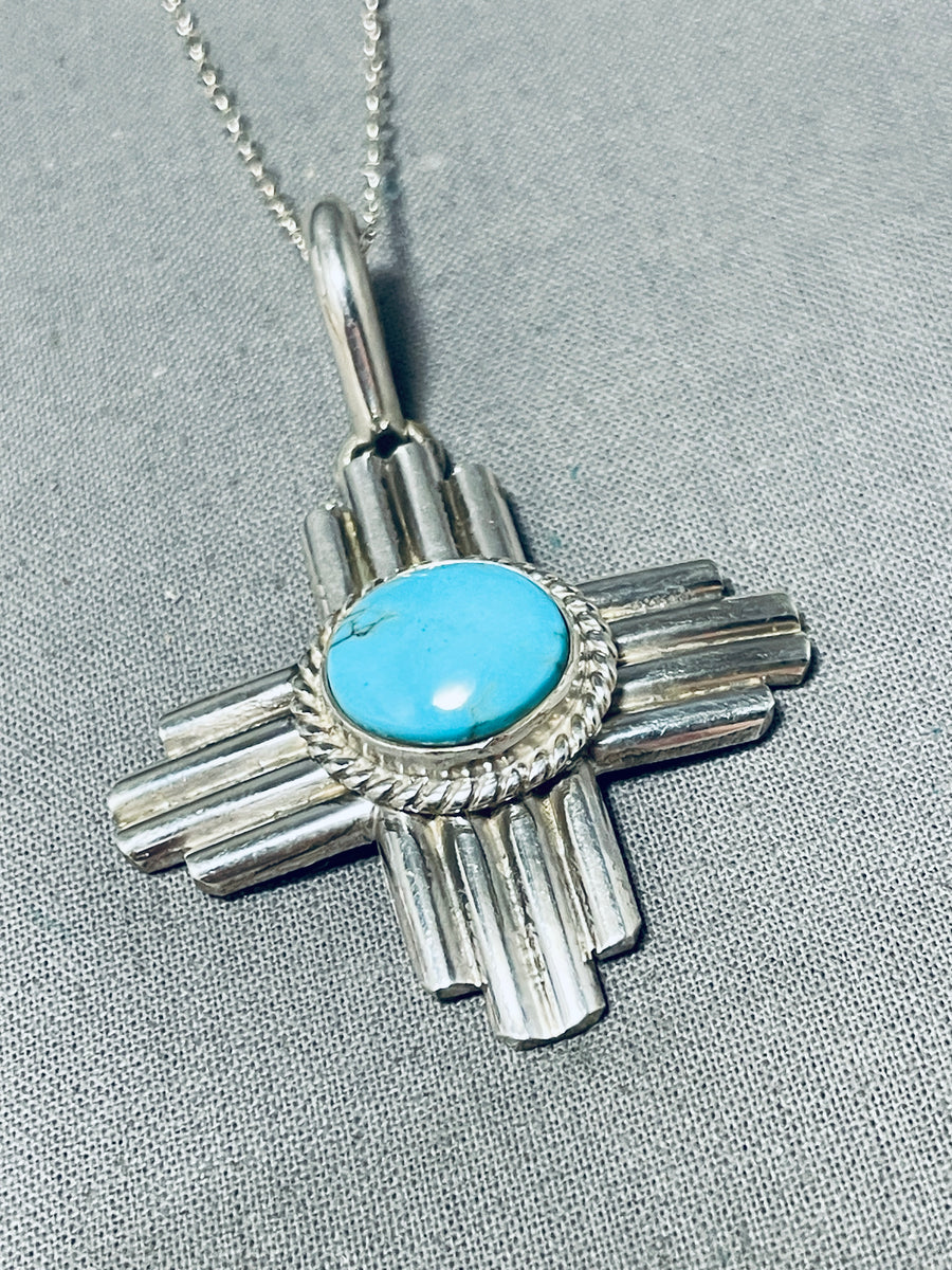 Robert Yellowhorse Native American Navajo Blue Gem Turquoise Sterling ...