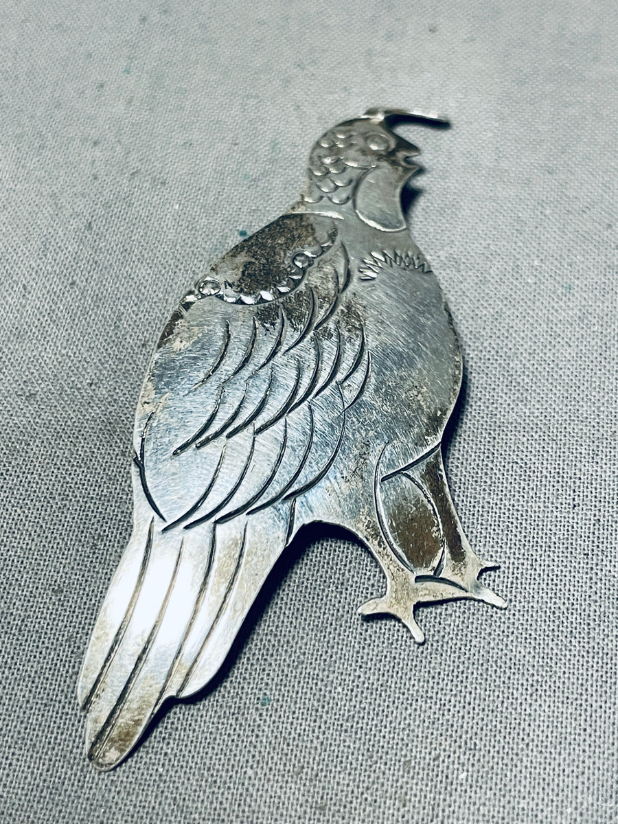 Traditional Vintage Native American Navajo Sterling Silver Quail Pin ...