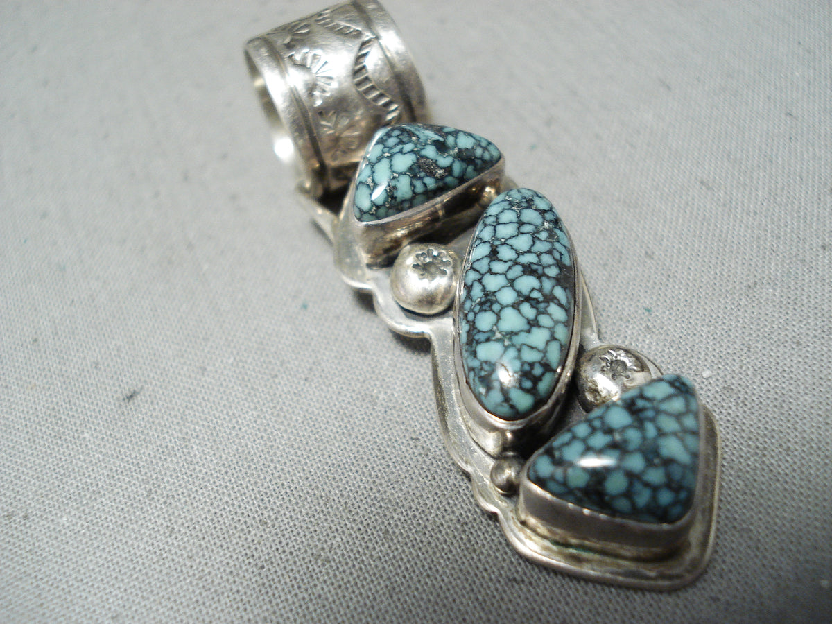 Tommy Sam Native American Navajo Spiderweb Turquoise Sterling Silver P ...