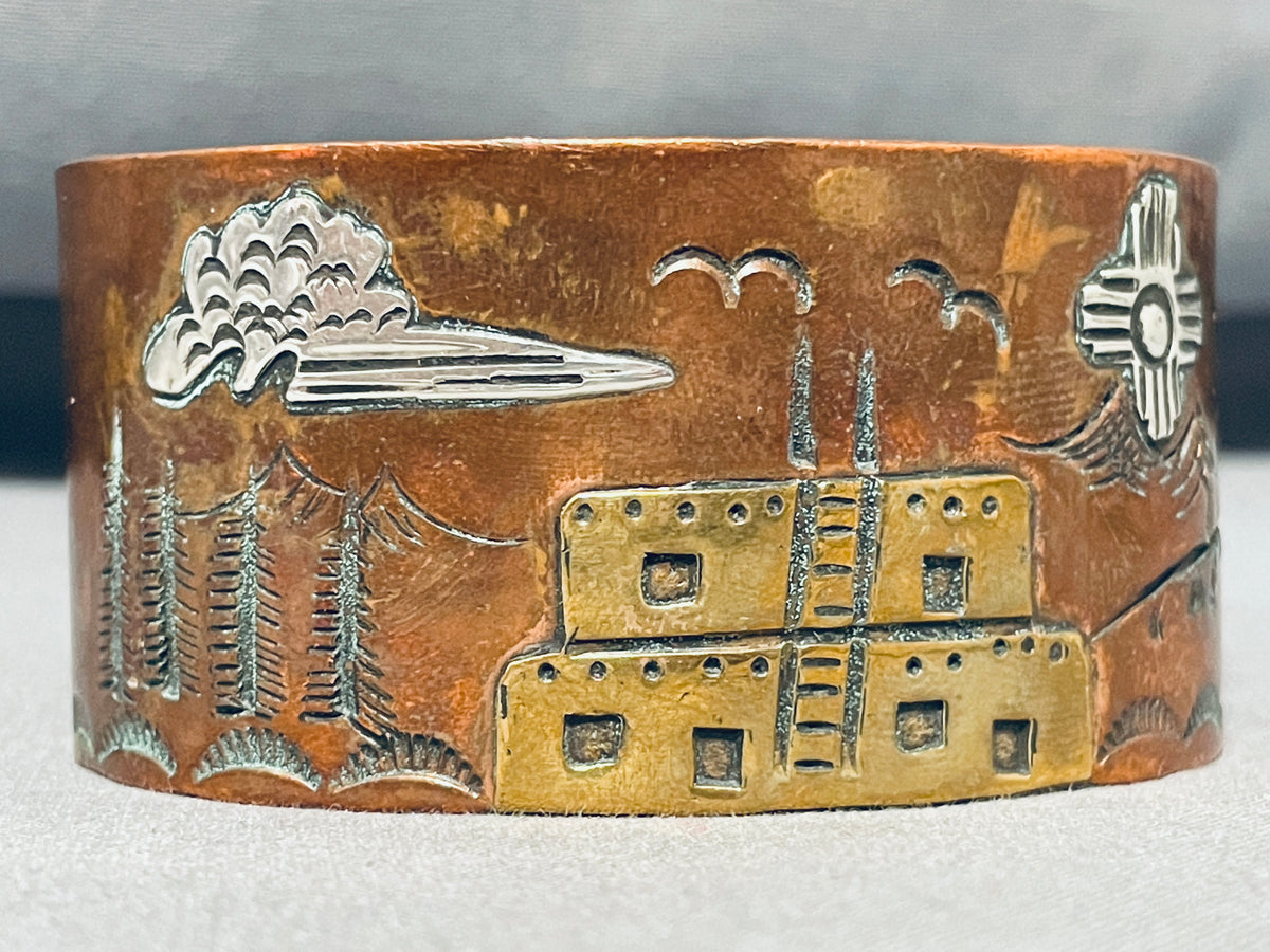 Fascinating Vintage Native American Navajo Copper Sterling Silver Stor ...
