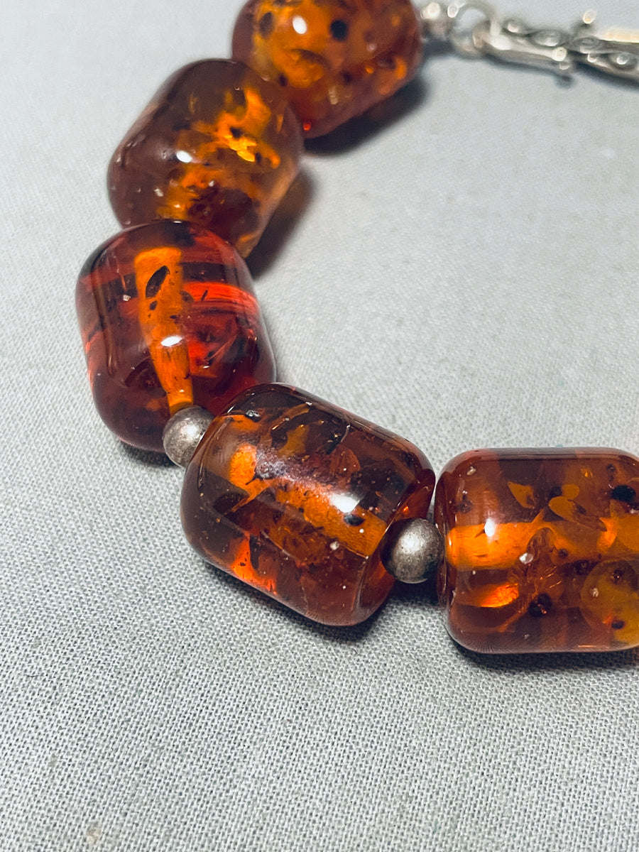 Sparkling Vintage Native American Navajo Ancient Tree Sap Sterling Sil ...