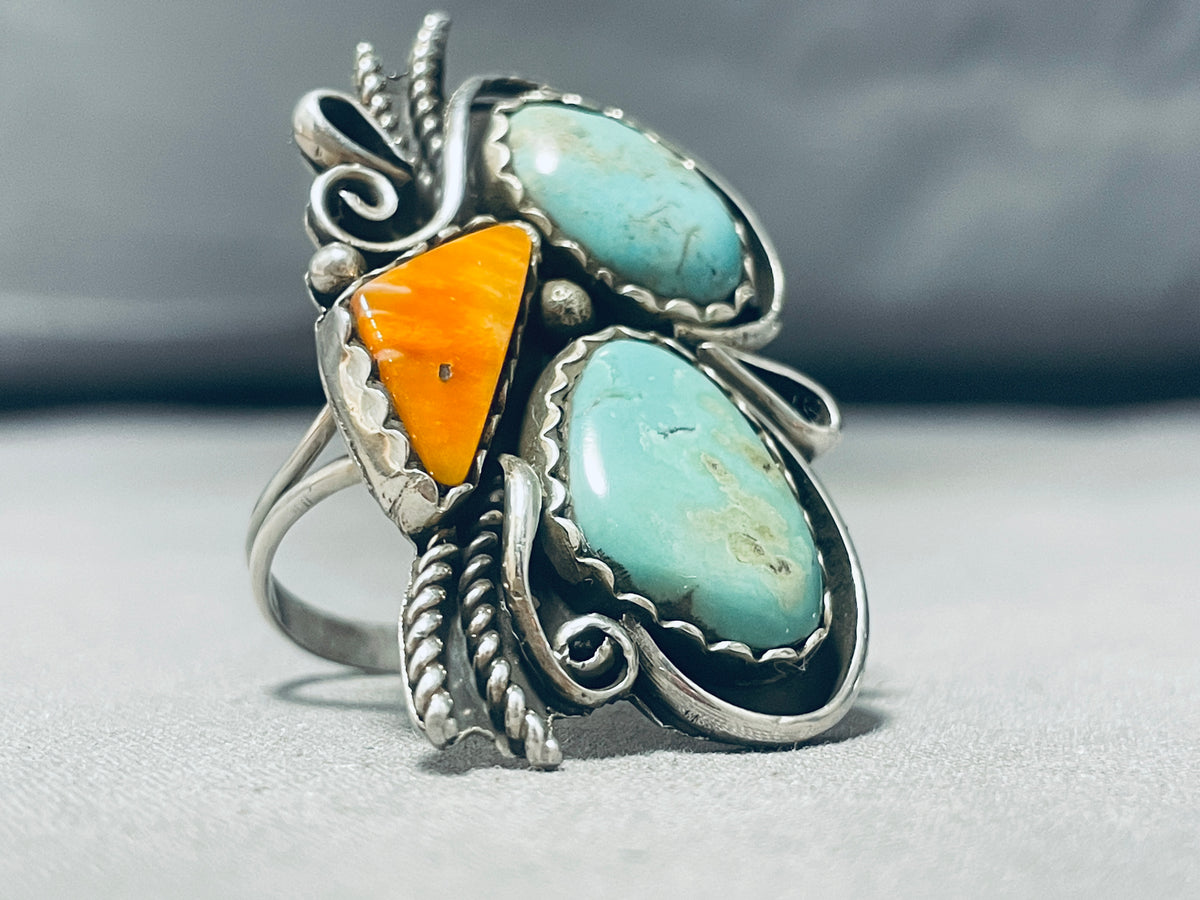 Artist Liz!! Vintage Native American Navajo Rgeen Turquoise Sterling S ...
