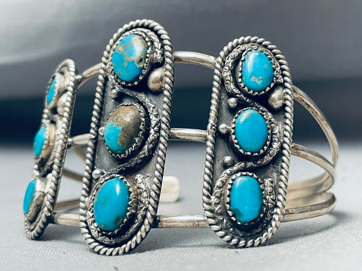 Balls Of Turquoise Vintage Native American Navajo Sterling Silver Brac ...