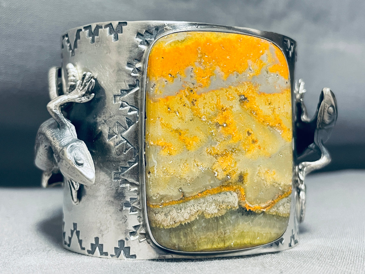131 Grams Yellow Jasper Huge San Felipe Sterling Silver Bracelet ...