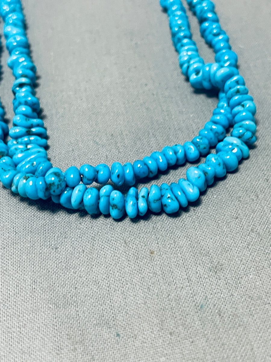 Brilliant Vintage Native American Navajo Blue Gem Turquoise Sterling S ...