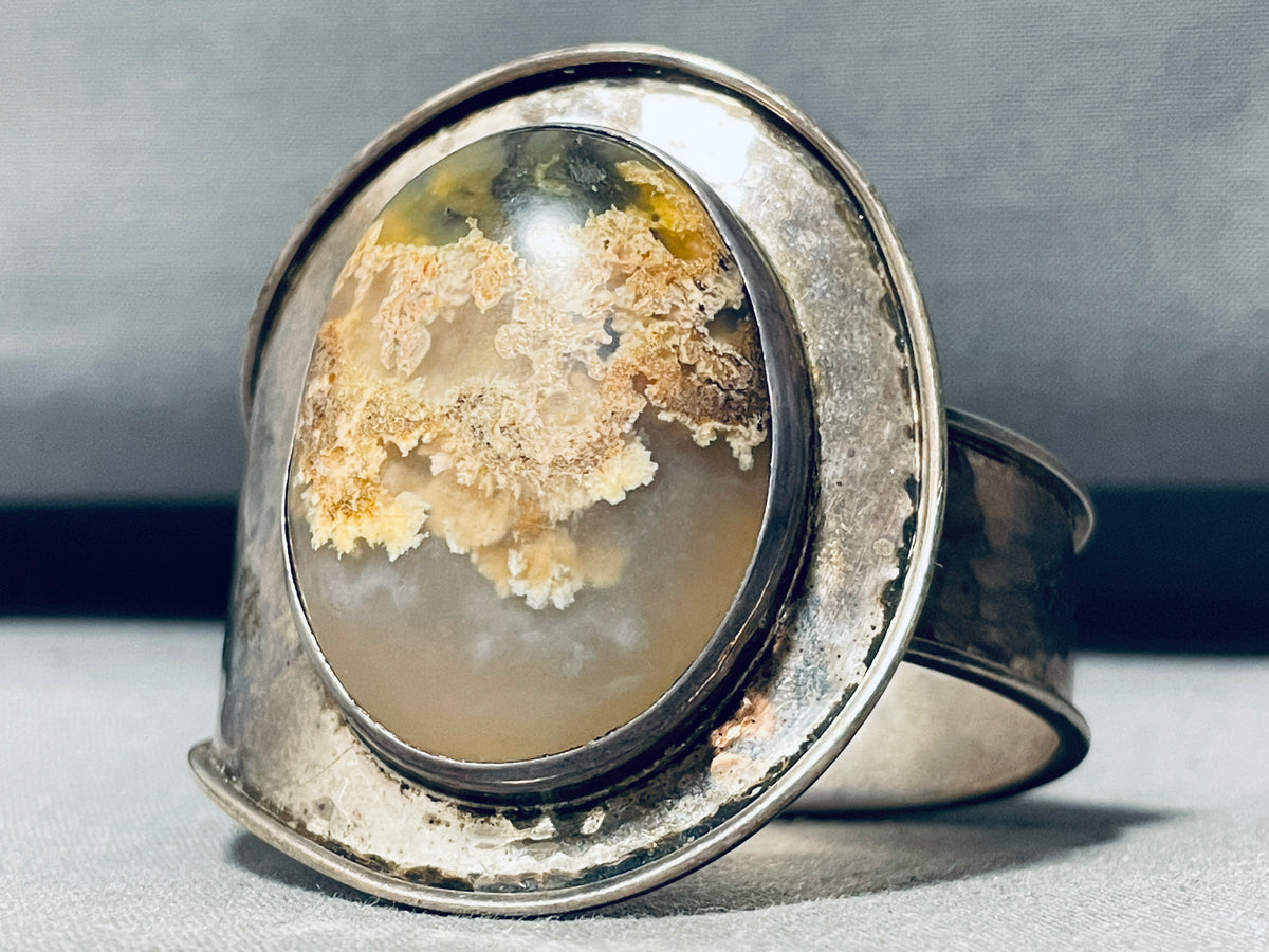 One Of The Most Unique Vintage Native American Navajo Tan Agate Sterli ...