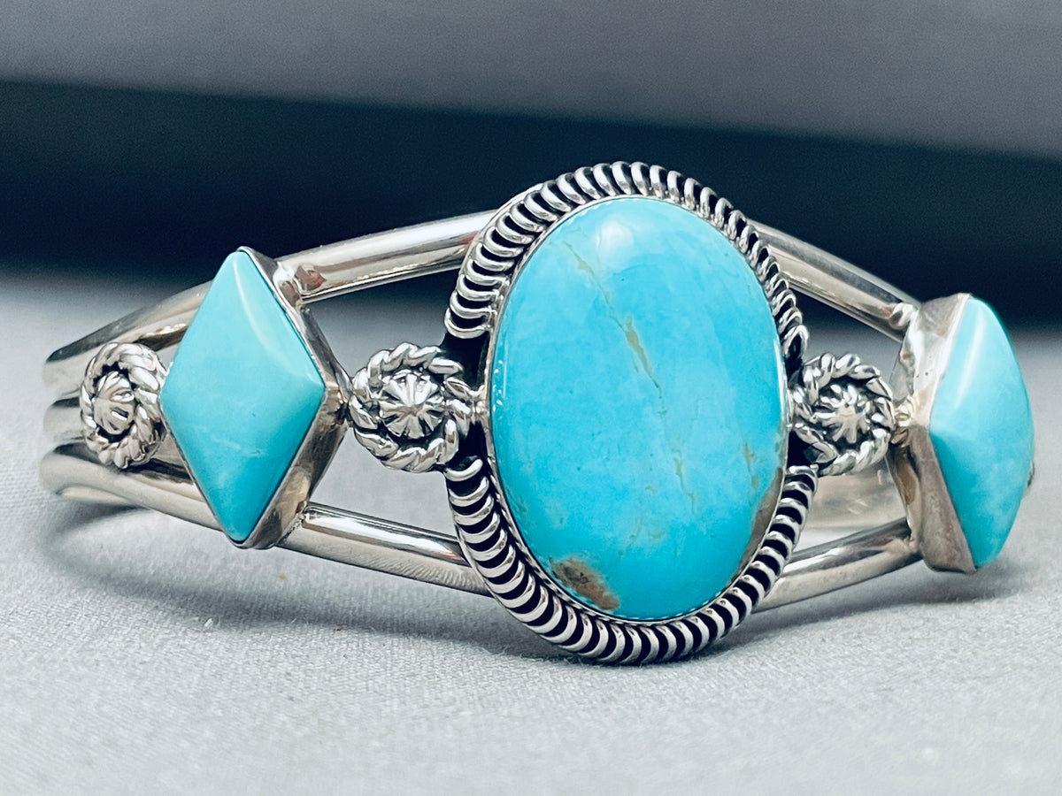 Superior Vintage Native American Navajo Sky Blue Turquoise Sterling Si ...
