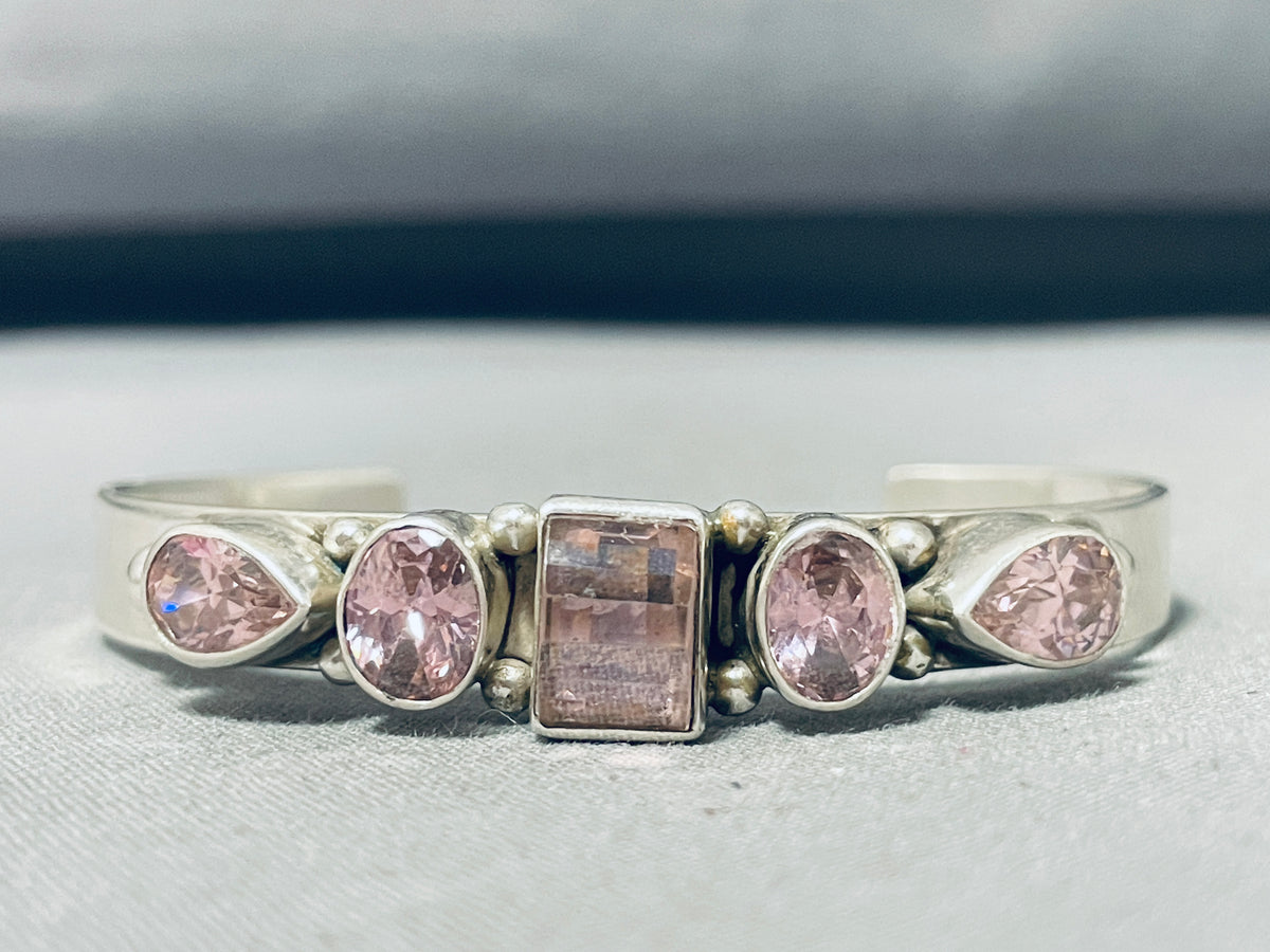 Dynamic Native American Navajo Amethyst Sterling Silver Bracelet Signe ...