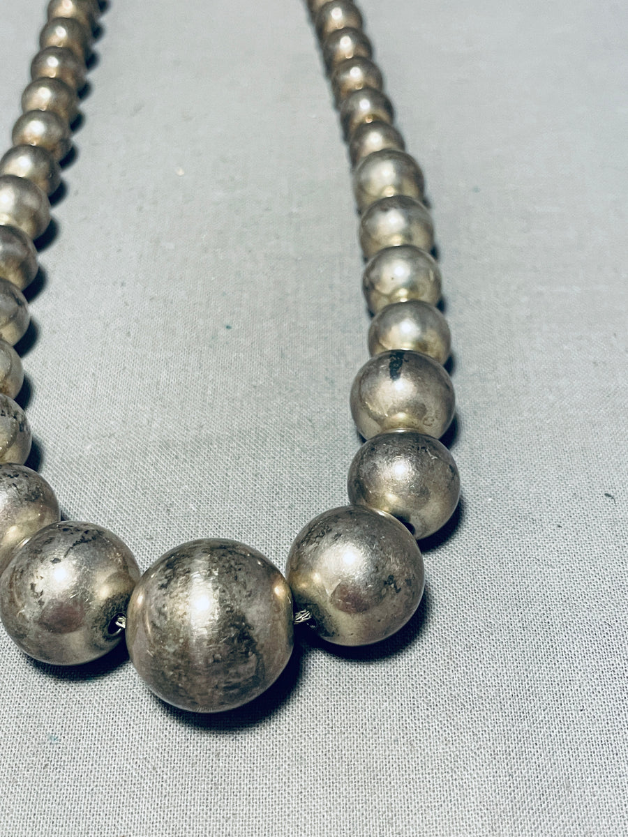 Amazing Vintage Native American Navajo Graduated Sterling Silver Ball ...