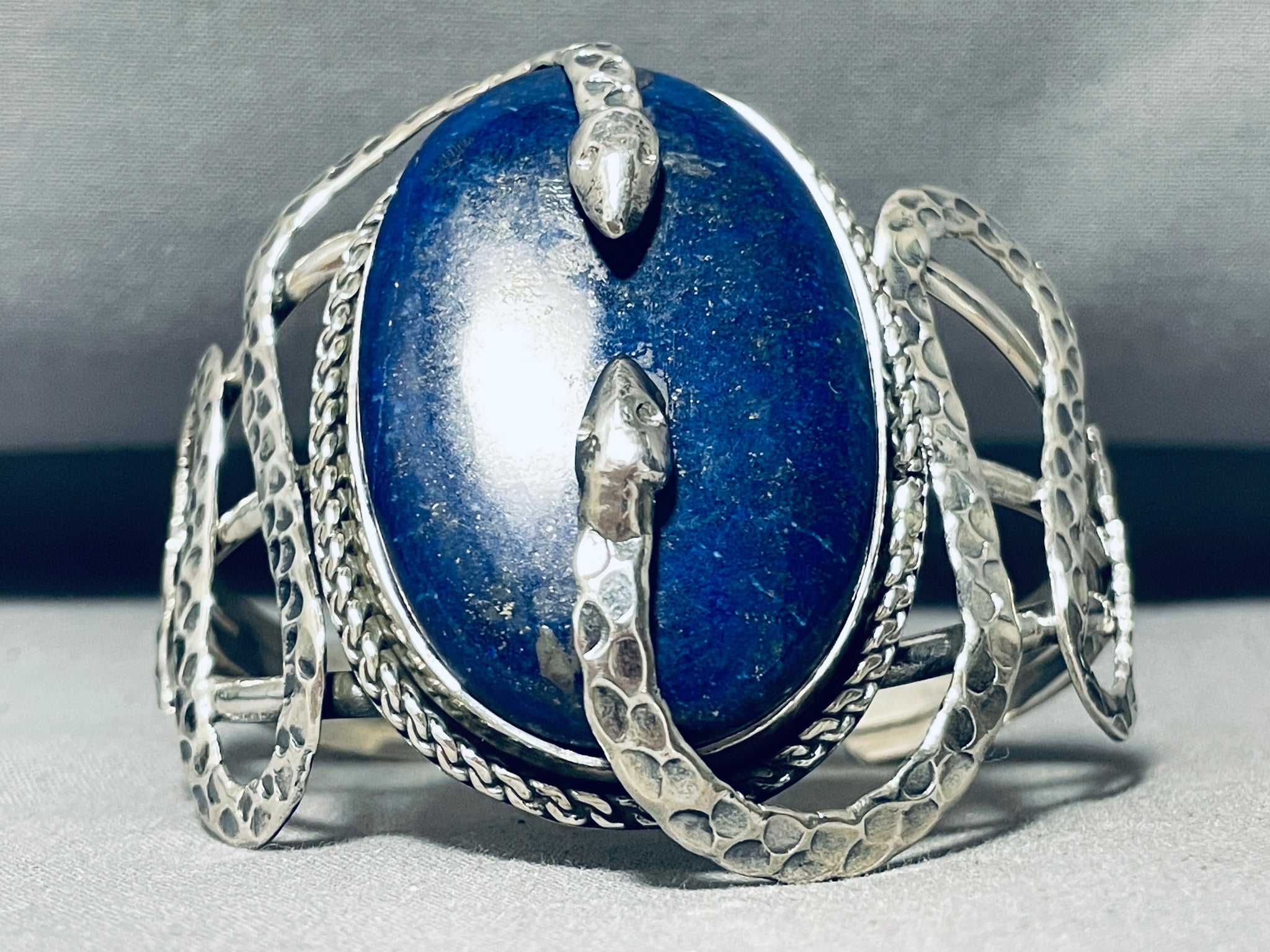 Snakes Around Lapis Vintage Native American Navajo Sterling Silver Bra ...