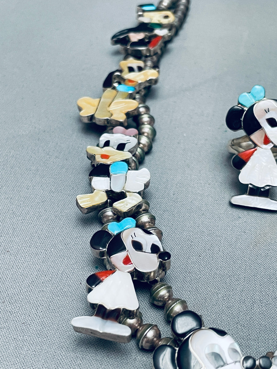 Mickey Mouse Vintagew Native American Zuni Turquoise Sterling Silver S ...