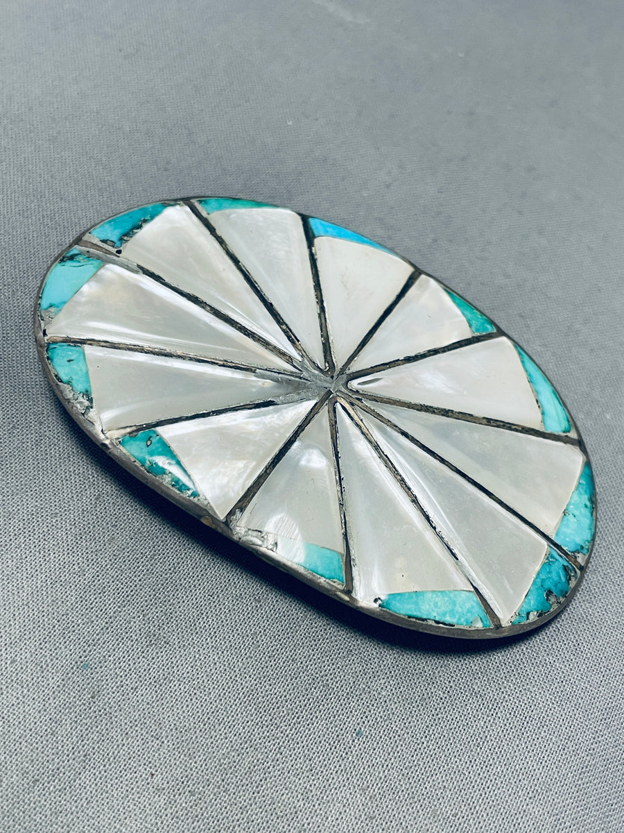 Marvelous Vintage Native American Zuni Turquoise & Mother Of Pearl Ste ...