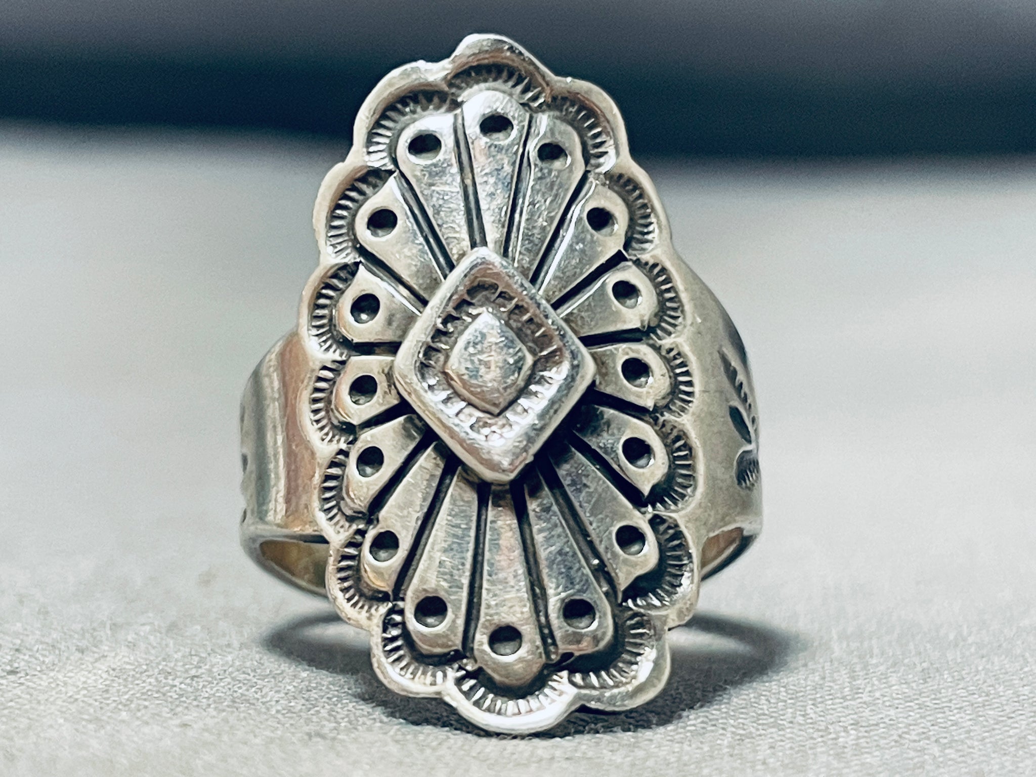 Tremendous Vintage Native American Navajo Sterling Silver Ring Signed ...