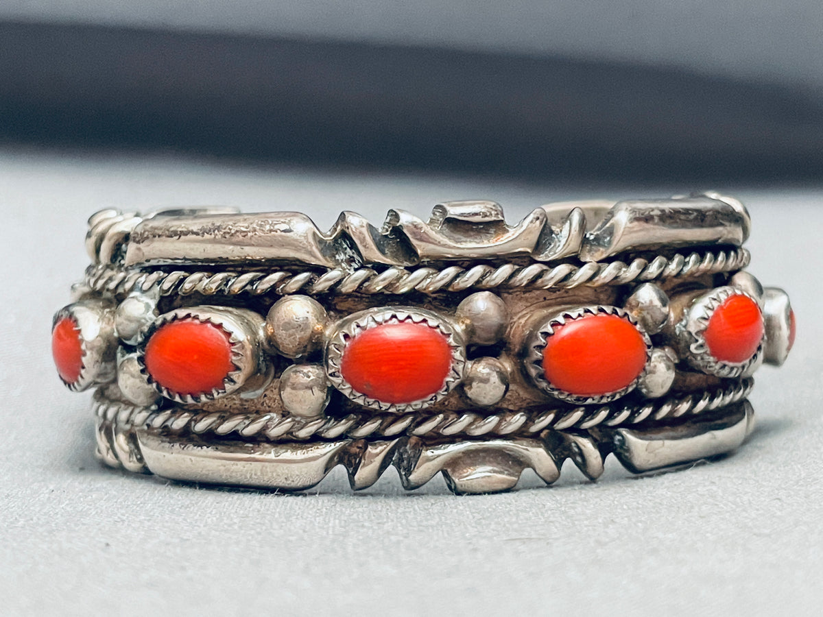 Best Vintage Native American Navajo Wilson Begay Sterling Silver Coral ...