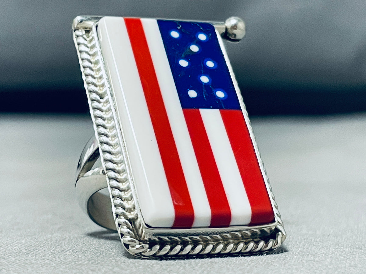 Calvin Desson Native American Navajo Coral Lapis Sterling Silver Ameri ...