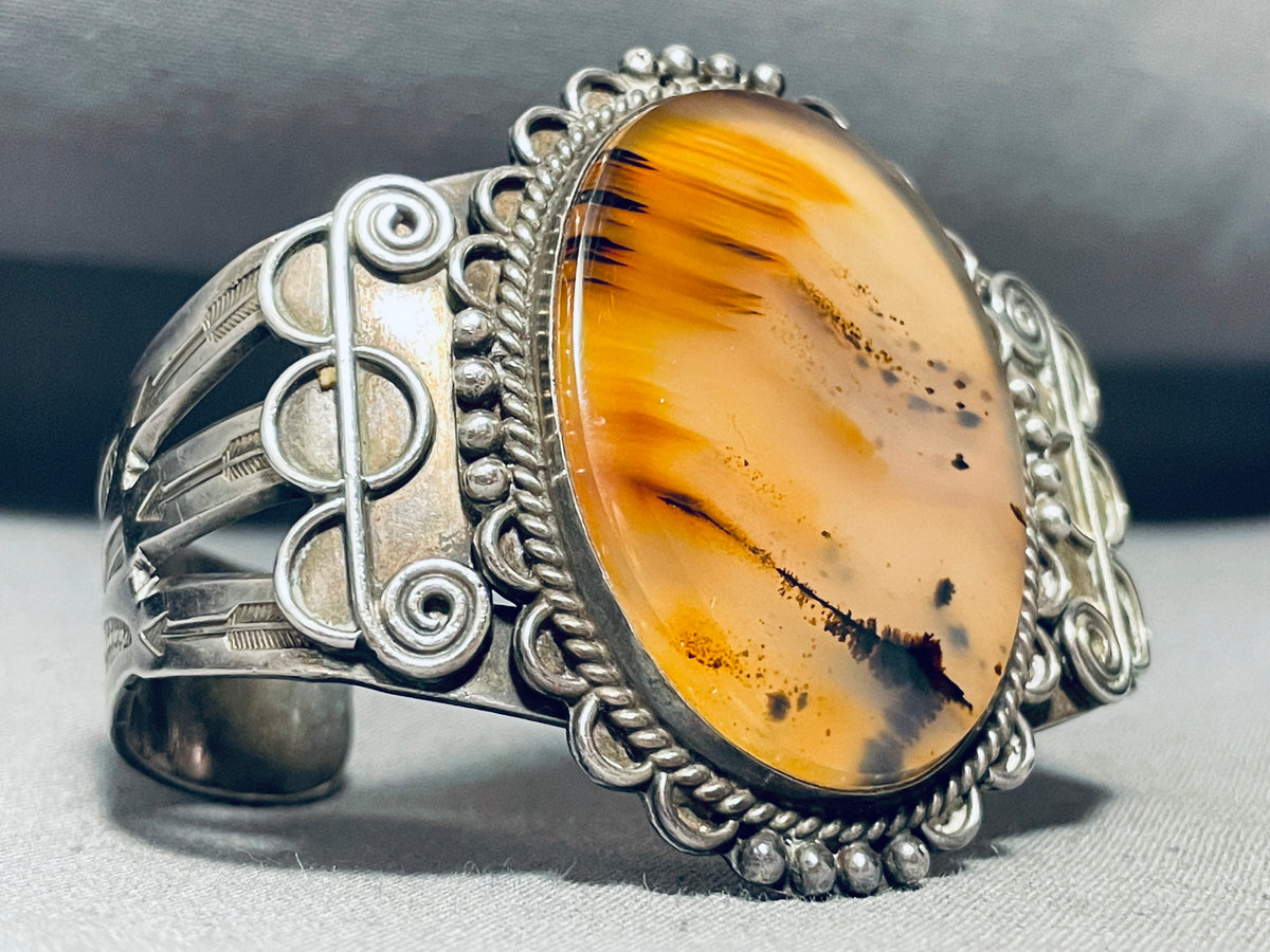 Rare Translucent Petrified Wood Vintage Native American Navajo Sterlin ...