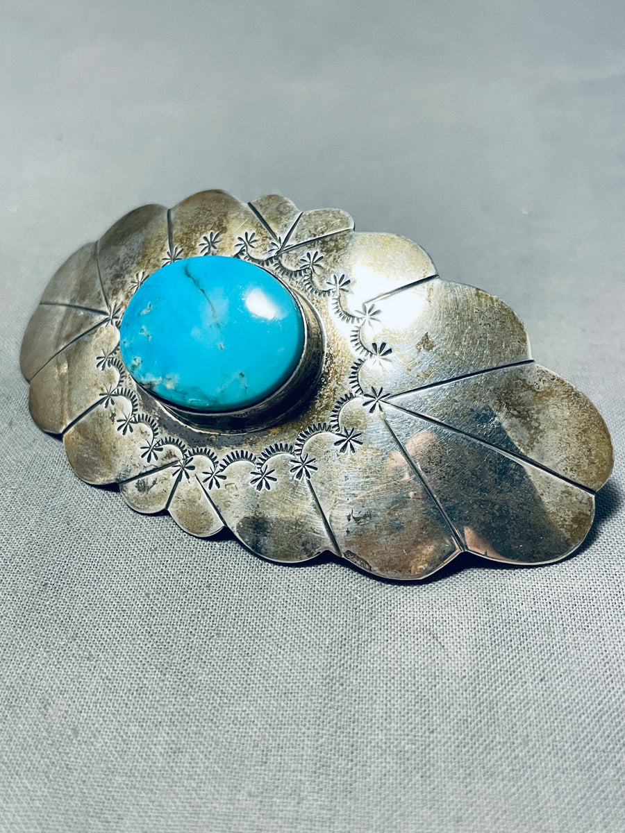 Benny Chavez Vintage Native American Navajo Blue Gem Turquoise Sterlin ...