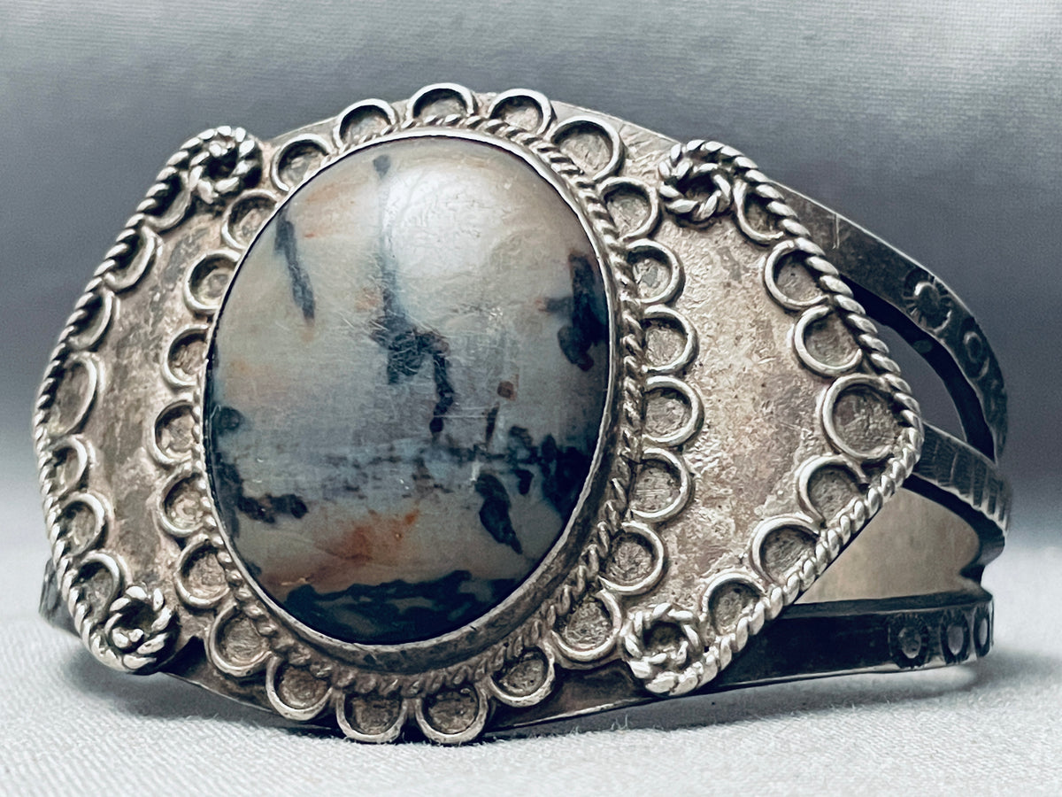 One Of The Best Early Agate Sterling Silver Native American Navajo Bra ...