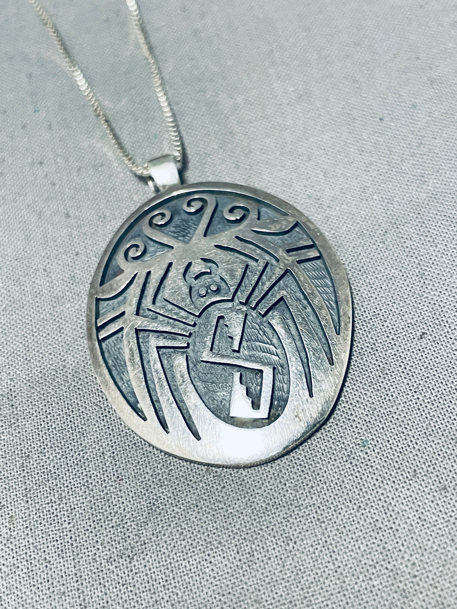 Important Vintage Native American Hopi Signed Sterling Silver Spider N ...