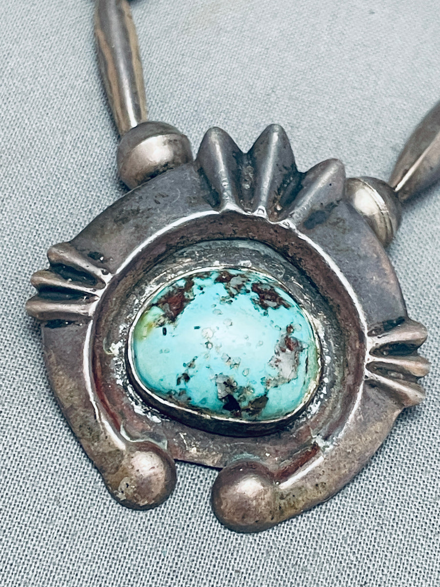 Fab Vintage Native American Navajo Basalt Turquoise Sterling Silver Sq ...