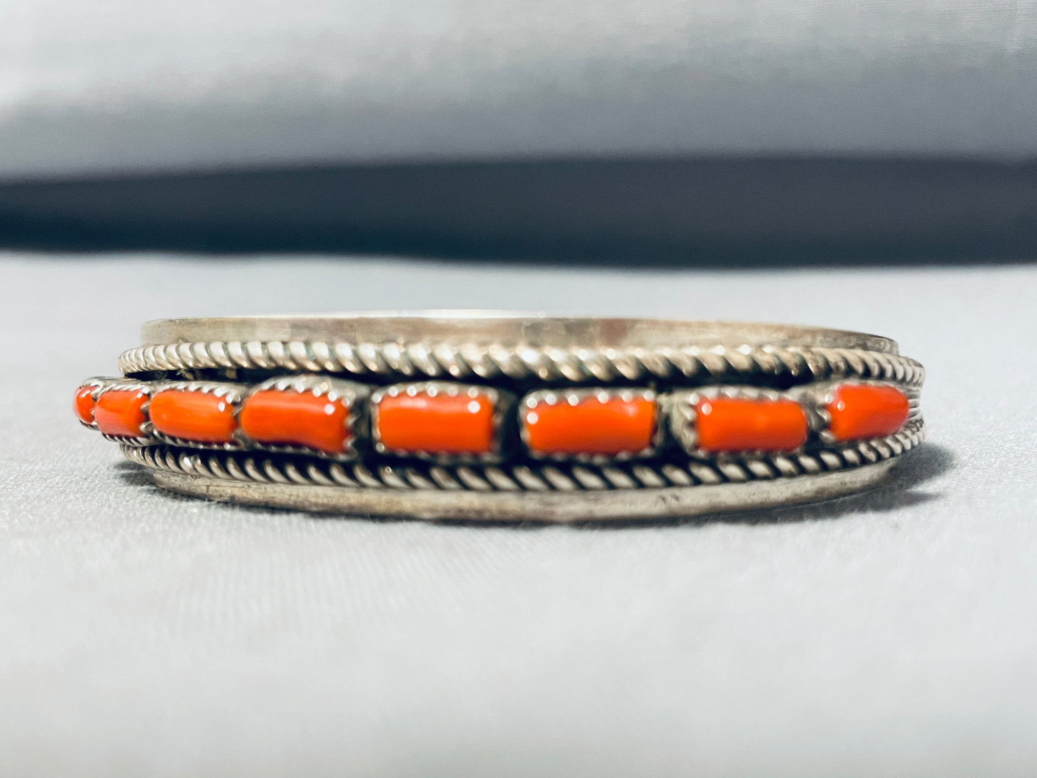 Gorgeous Vintage Signed Native American Navajo 9 Corals Sterling Silve ...