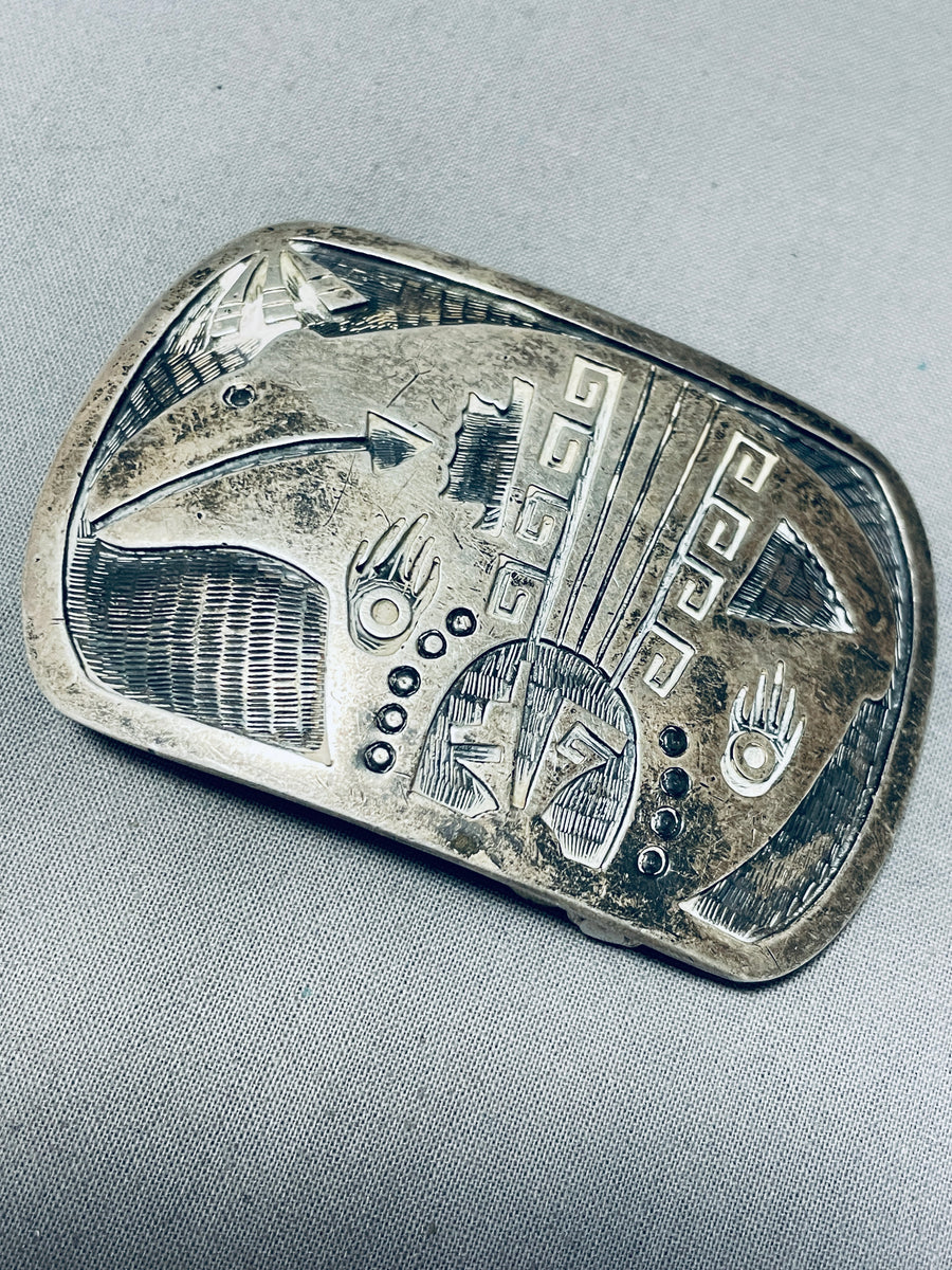 First Rate Vintage Native American Hopi Signed Massive Sterling Silver ...