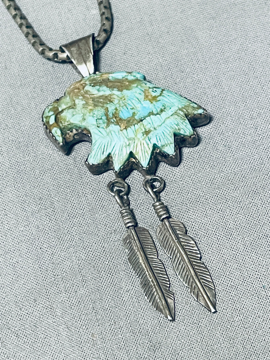 Eagle Of Turquoise Vintage Native American Navajo Sterling Silver Neck ...