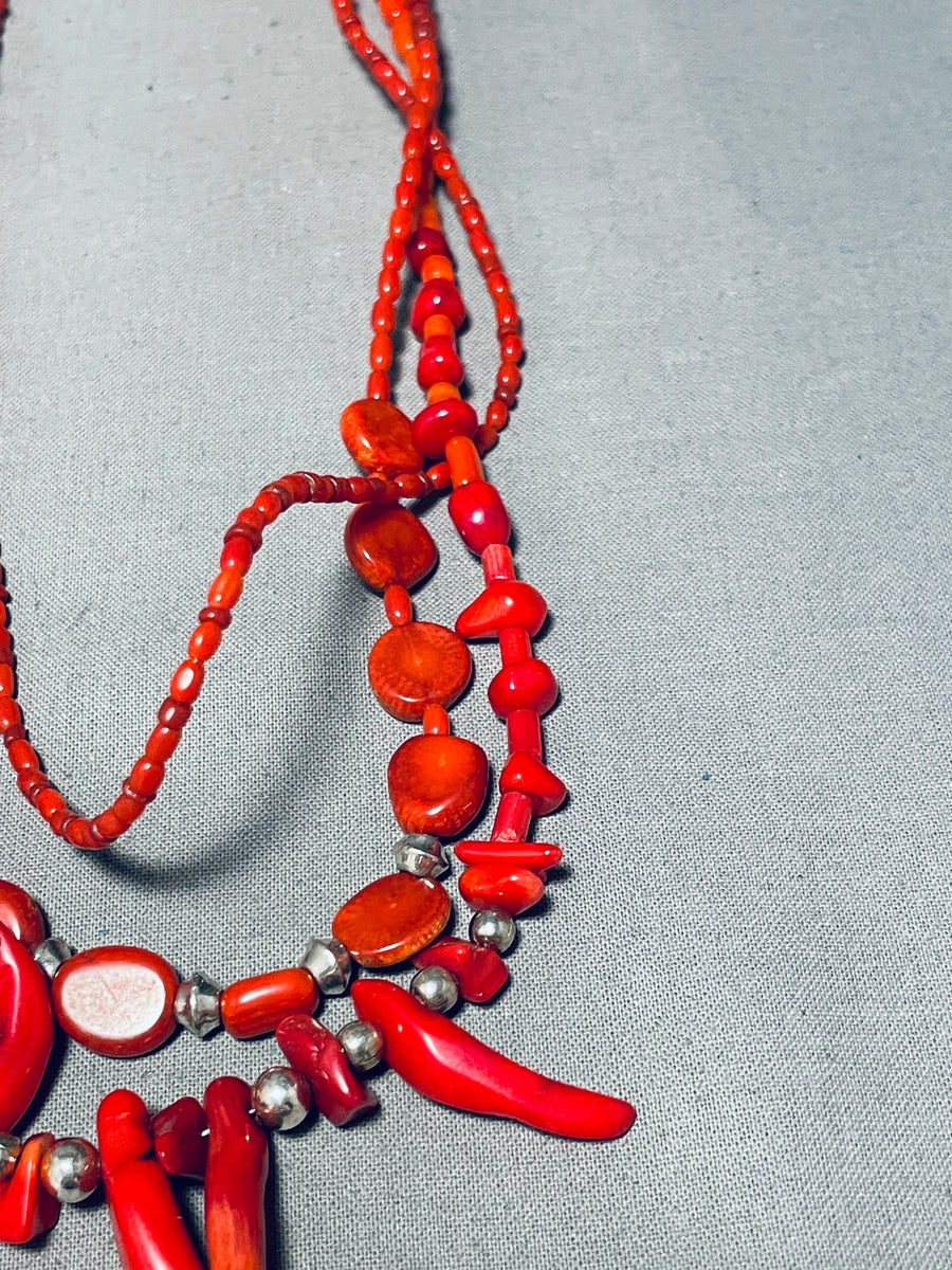So Fab!! Vintage Native American Navajo Coral Tooth Sterling Silver Ne ...