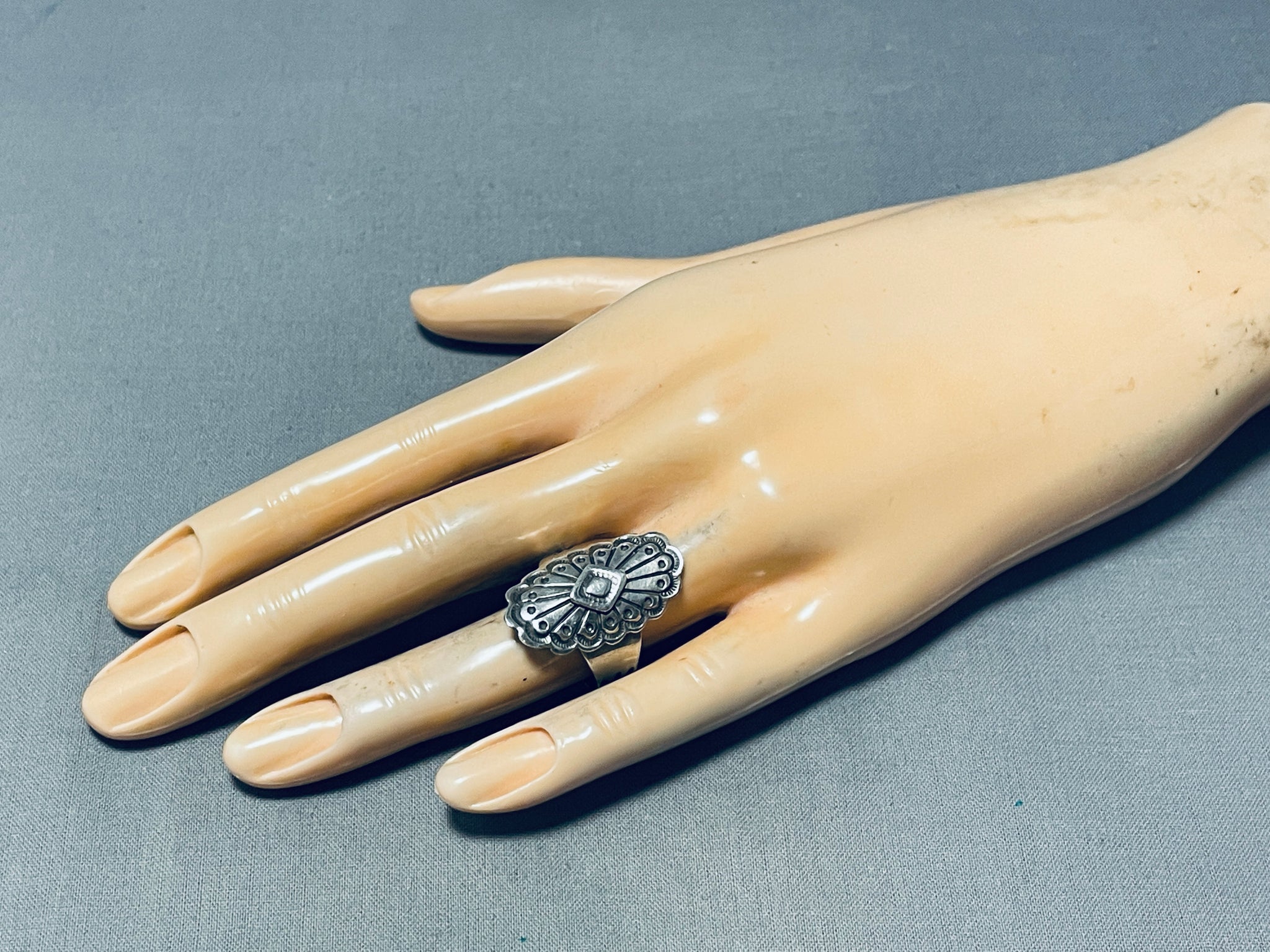 Tremendous Vintage Native American Navajo Sterling Silver Ring Signed ...