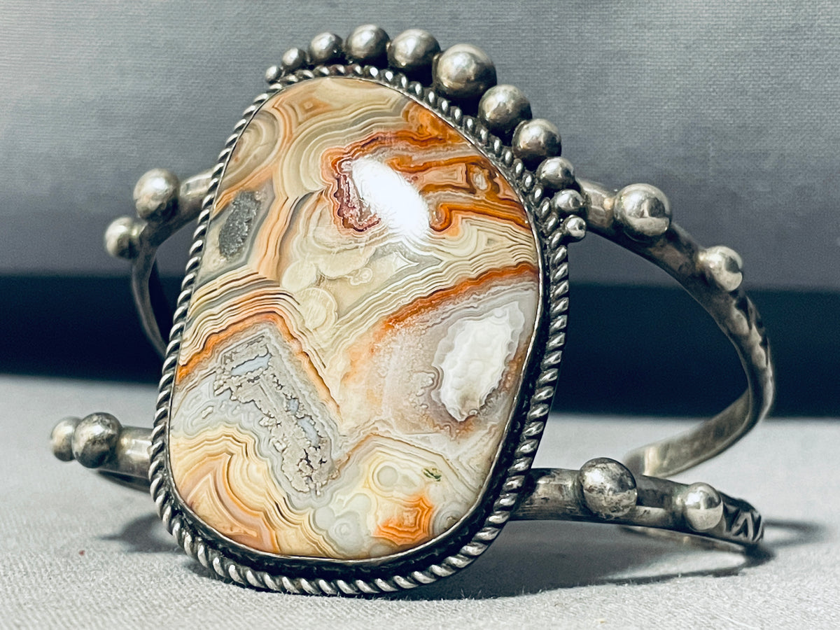 One Of The Coolest Vintage Native American Navajo Streak Agate Sterlin ...