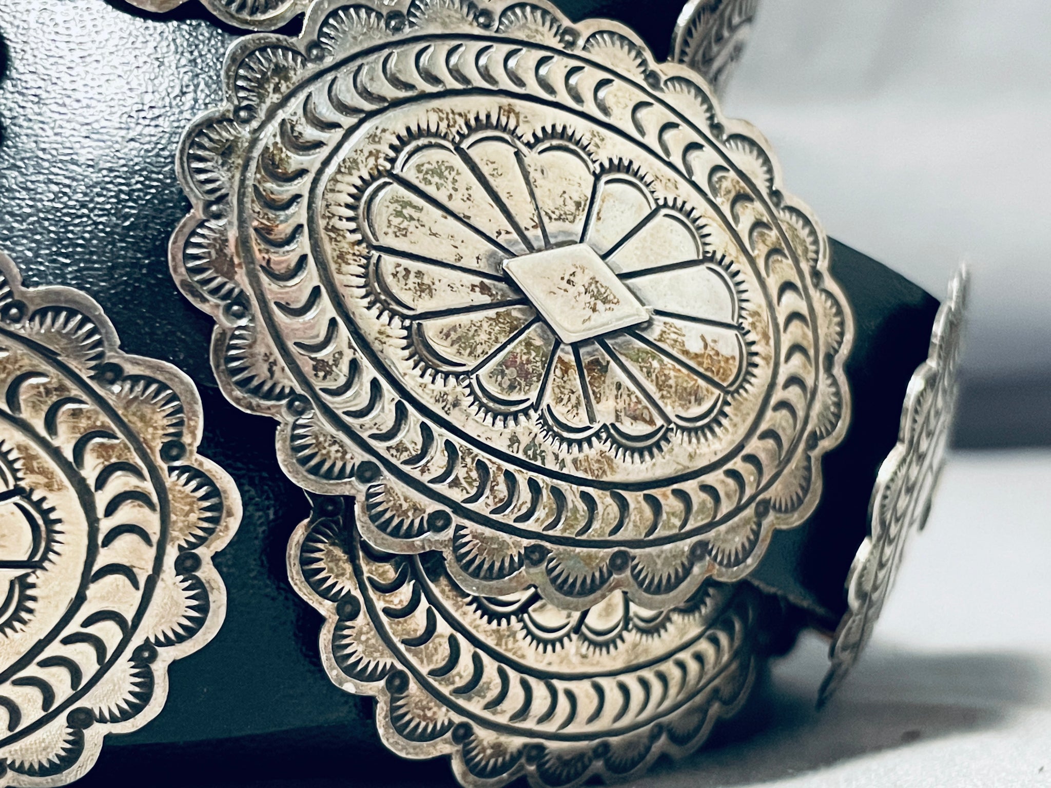 Traditional Vintage Native American Navajo Sterling Silver Concho Belt ...