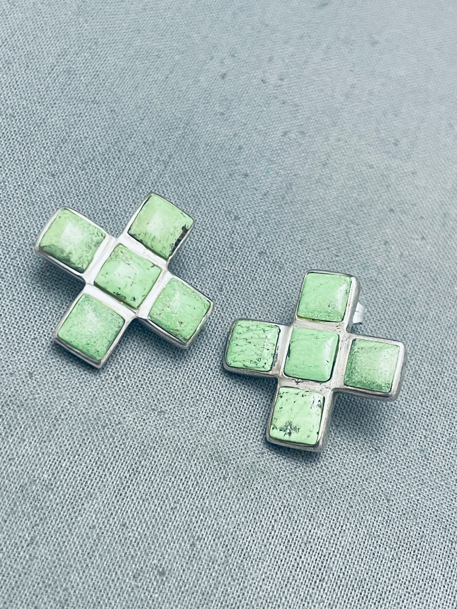 Lovely Vintage Native American Navajo Gaspeite Sterling Silver Cross E ...