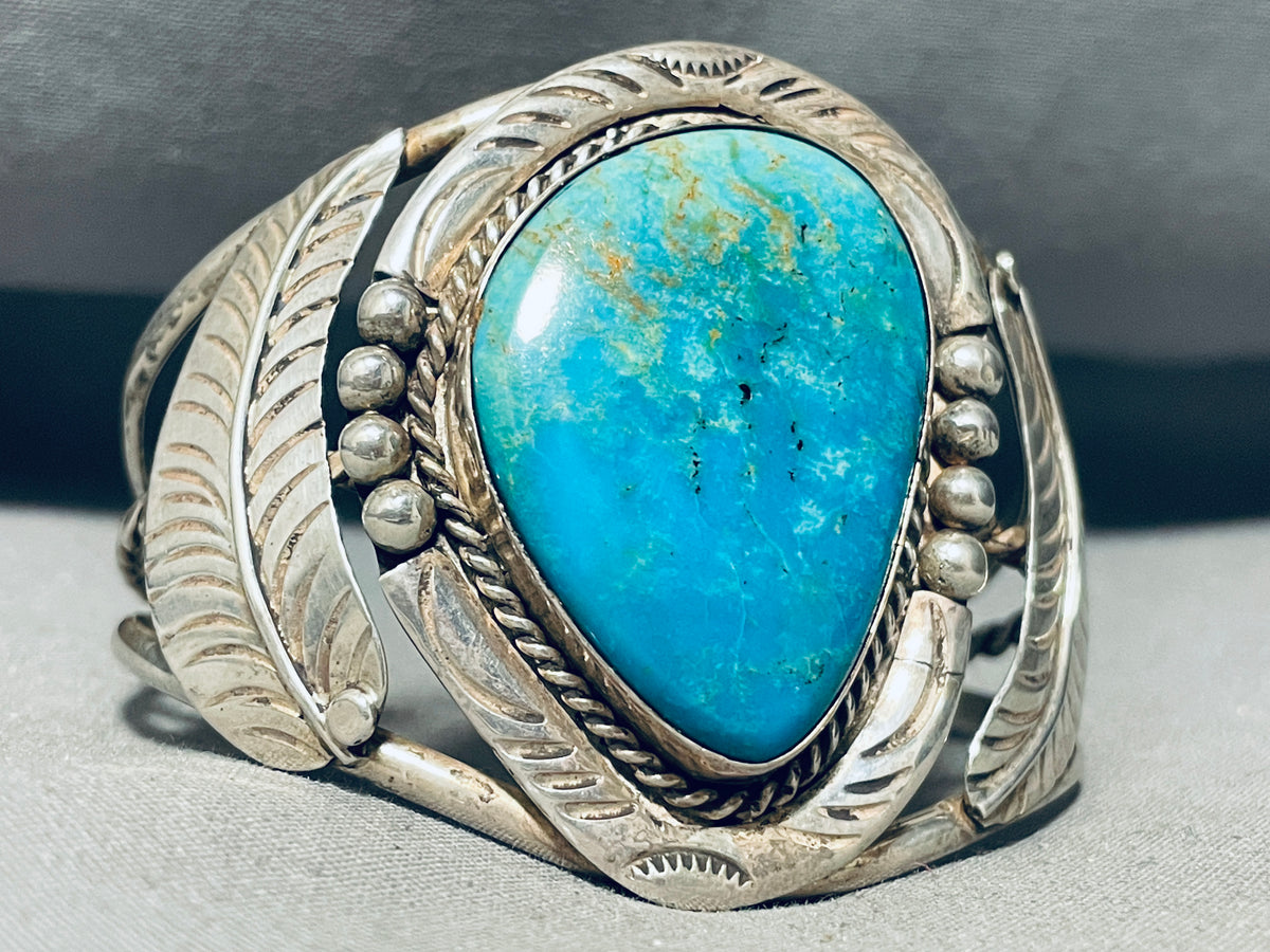 Superior Vintage Native American Navajo Easter Blue Turquoise Sterling ...