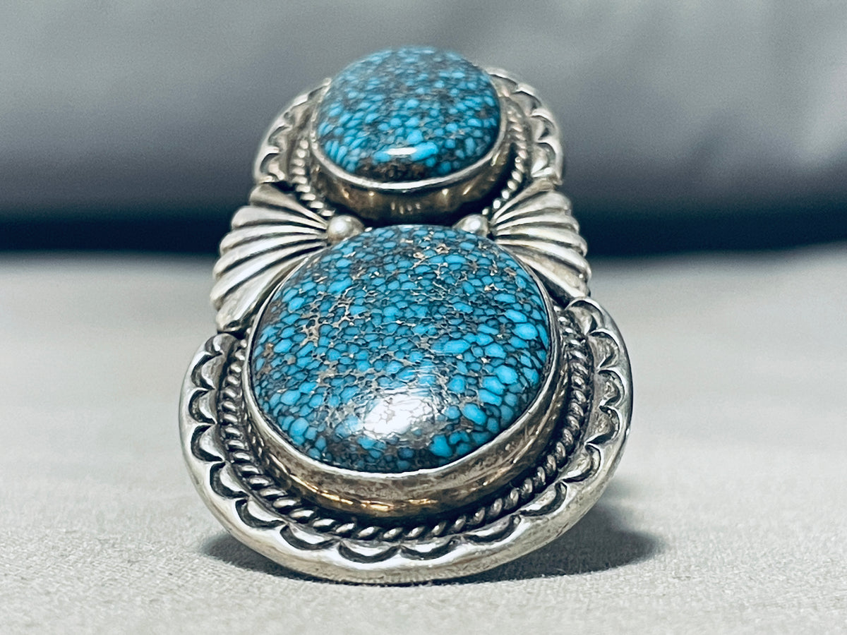 Important Lander Blue Turquoise Vintage Native American Navajo Sterlin ...