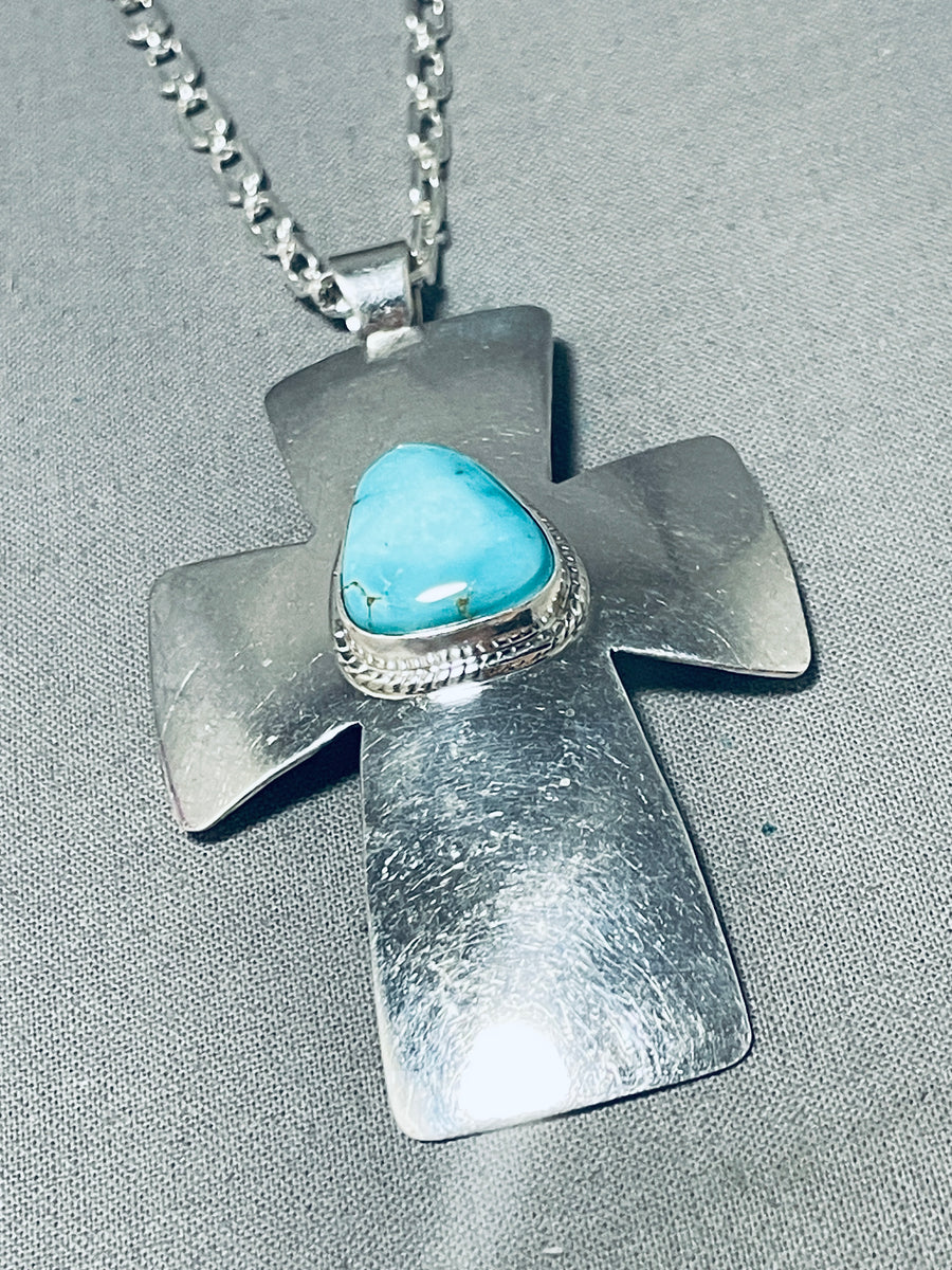 Impressive Native American Navajo Blue Gem Turquoise Sterling Silver S ...