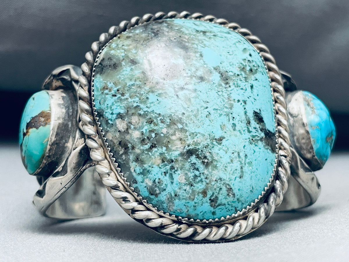 151 Grams!! Old Vintage Native American Navajo Rare Basalt Turquoise S ...