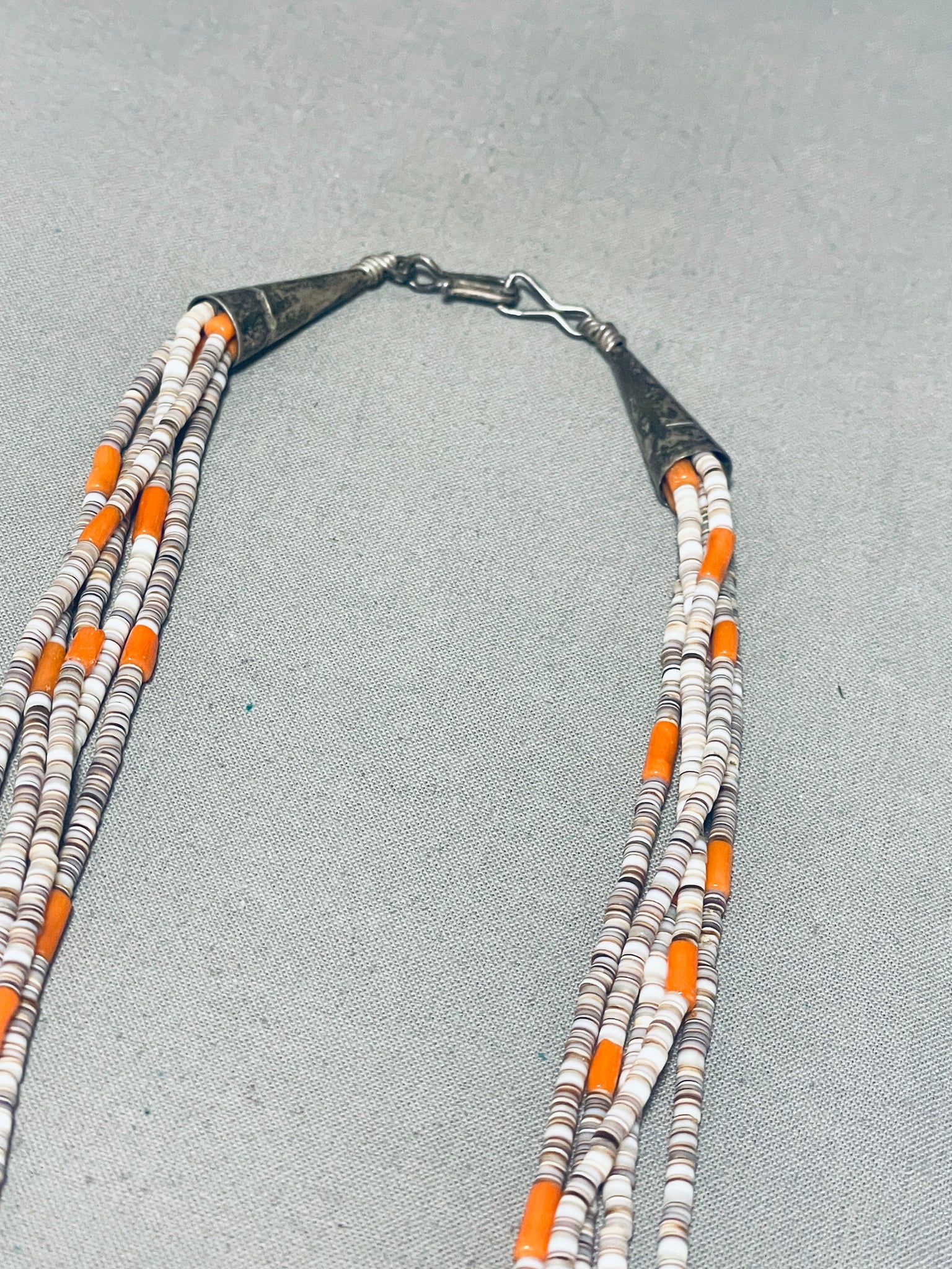 Native American Outstanding Vintage Santo Domingo 5 Strands Orange Cor ...
