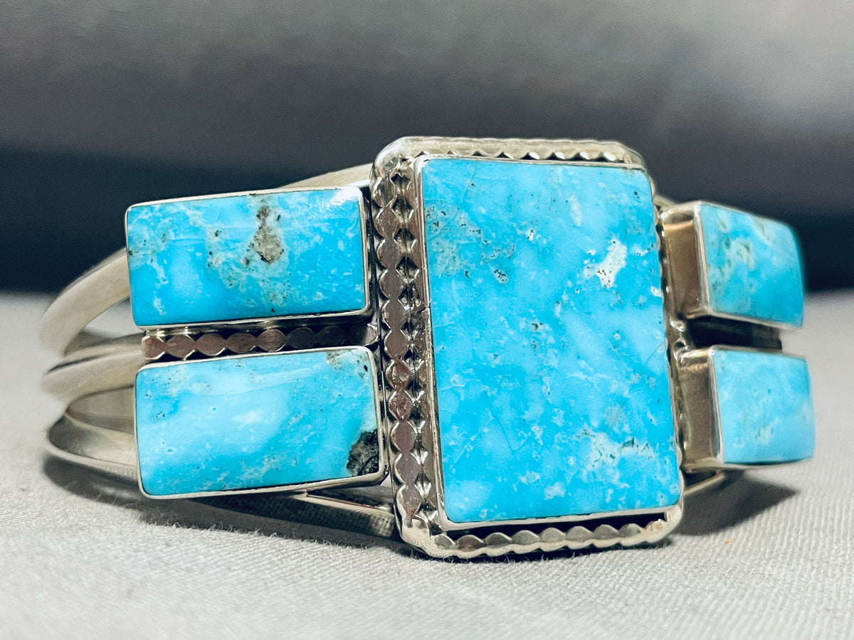 One Of The Most Unique Squared Turquoise Sterling Silver Bracelet ...