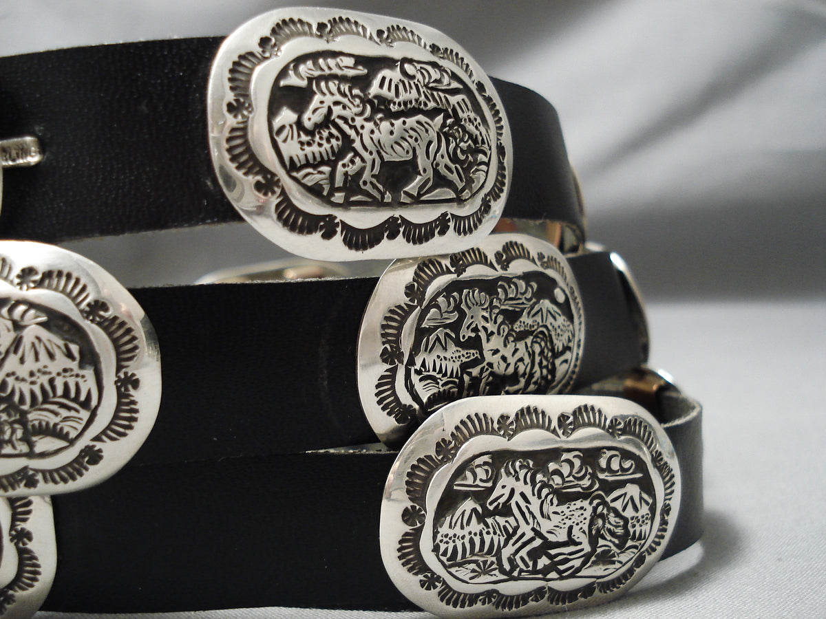 Amazing Vintage Native American Zuni Native Stamp Work Genius Sterling ...