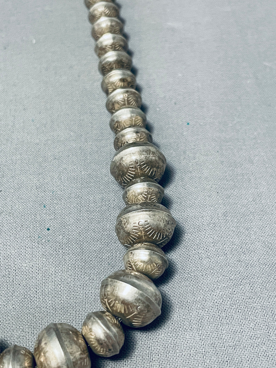 Unique Segmented Bead Vintage Native American Navajo Sterling Silver B ...