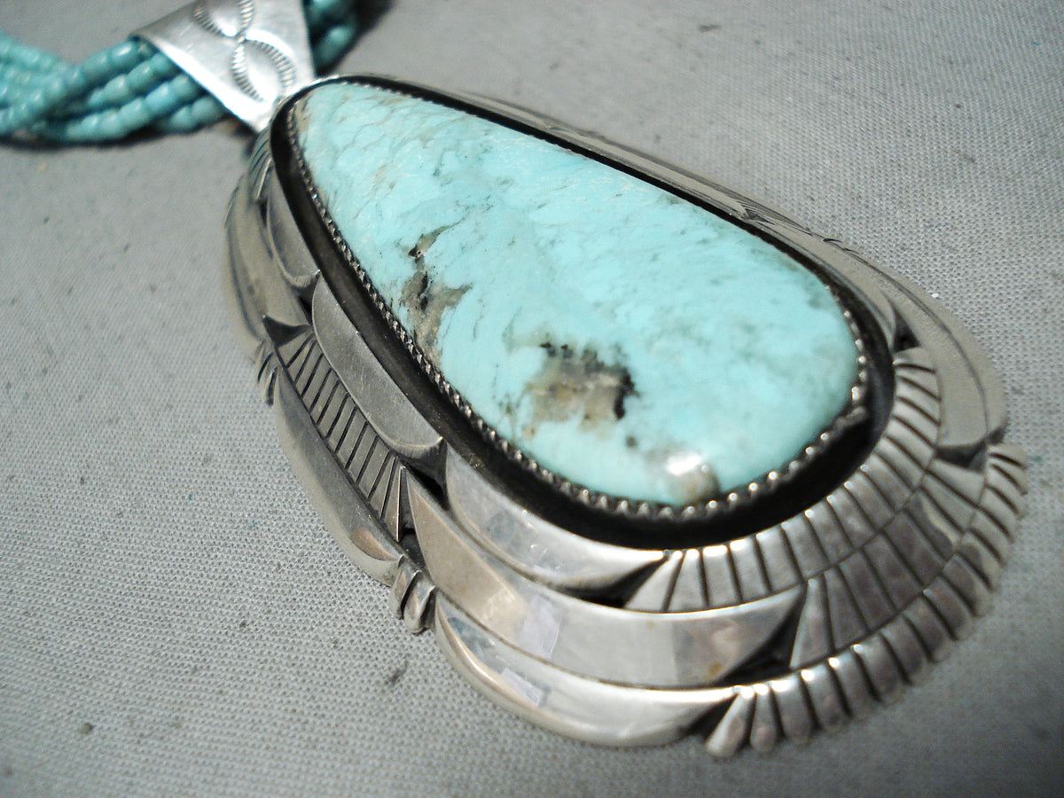 Tom Lewis Vintage Native American Navajo Huge Kingman Turquoise Sterli ...