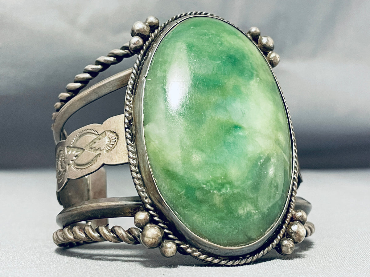 The Best Vintage Native American Navajo Jade Sterling Silver Huge Brac ...