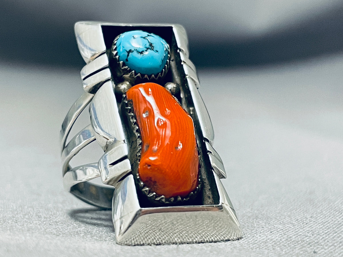 Benny Touchine Chunk Coral Vintage Native American Navajo Turquoise St ...