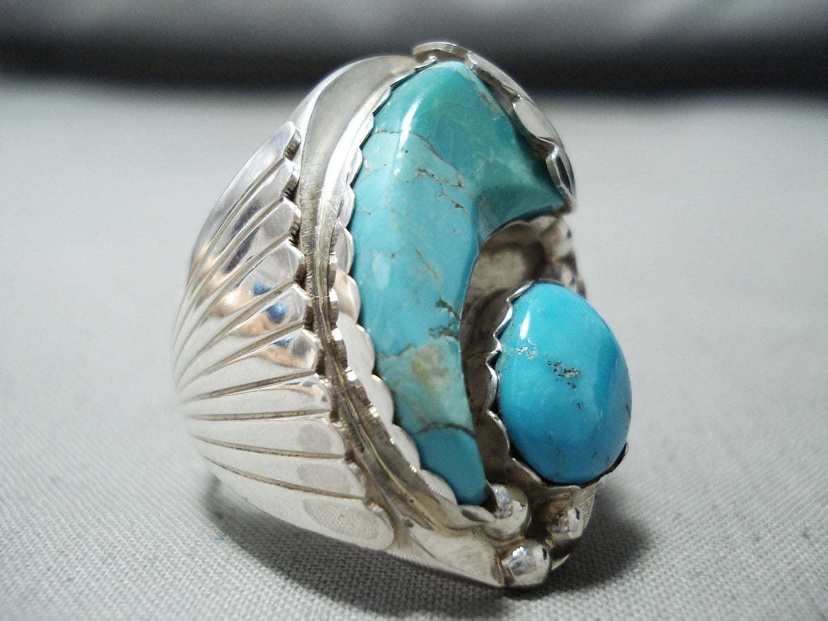 Amazing Signed Native American Navajo Turquoise Sterling Silver Ring ...