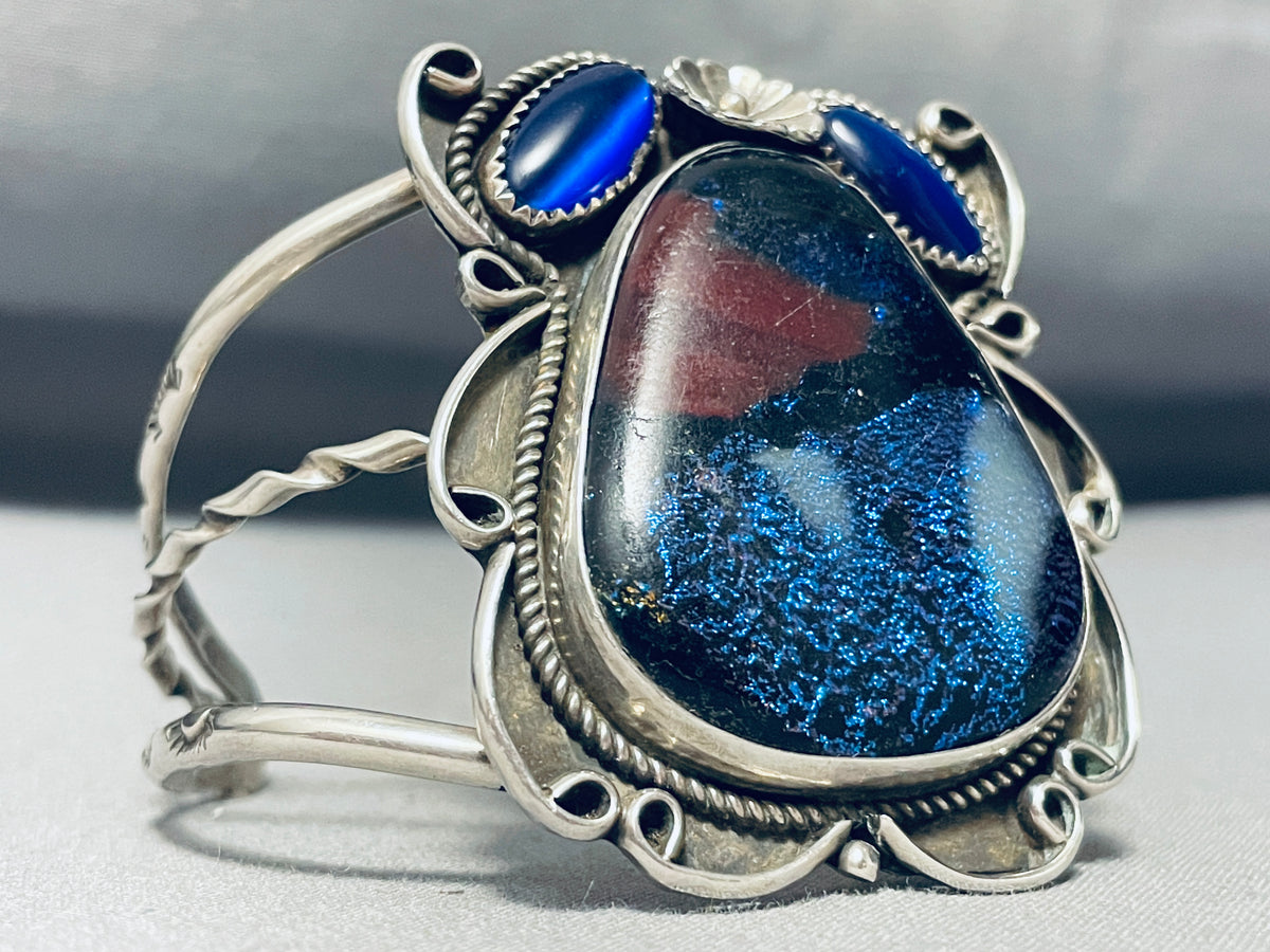 Very Rare Linarite Vintage Native American Navajo Sterling Silver Brac ...